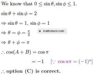 SN Dey Class 11 Trigonometric Ratios of Compound Angles MCQ - Mathstoon
